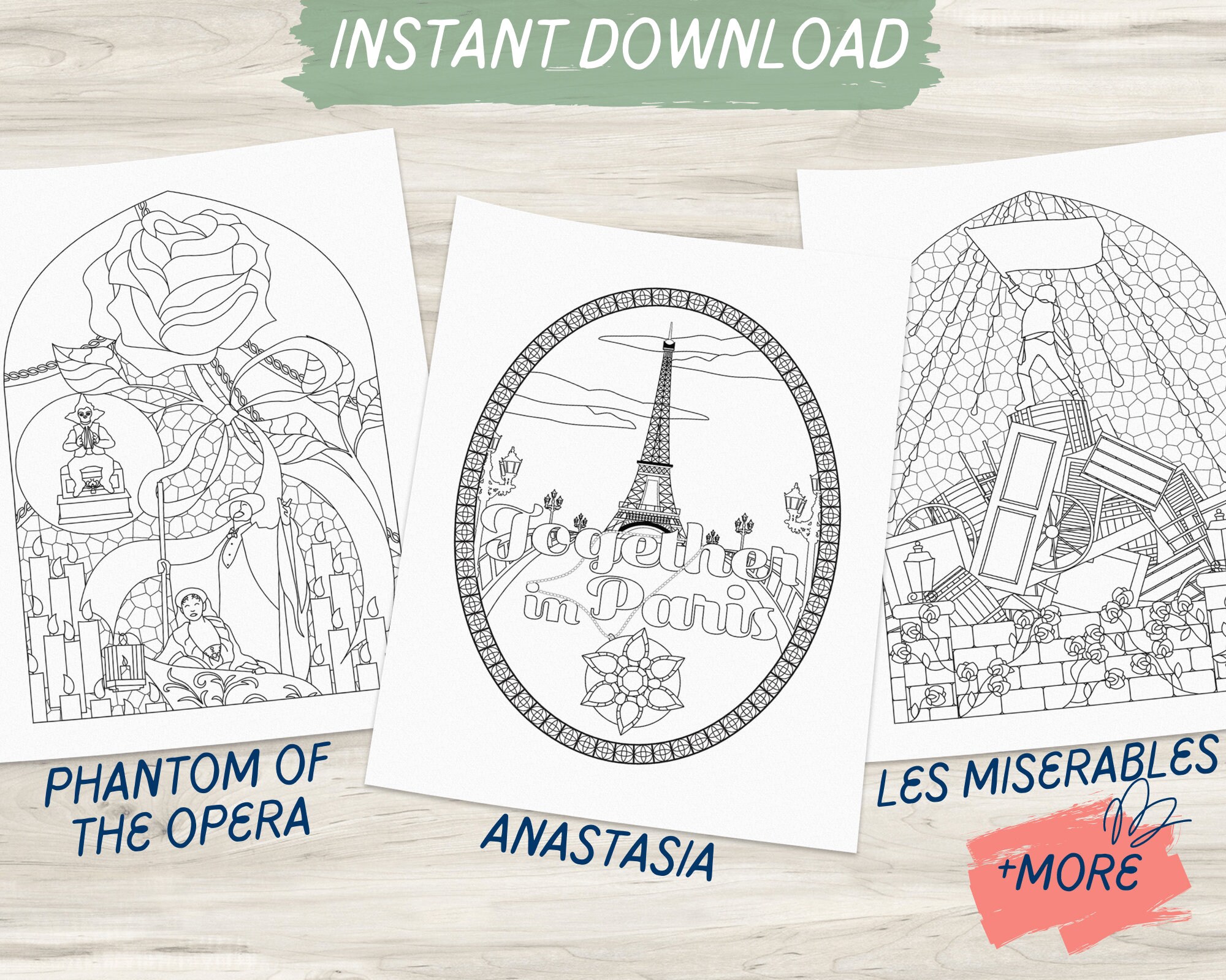 Broadway Inspired Coloring Page Mega Bundle Adult Coloring Page Instant ...