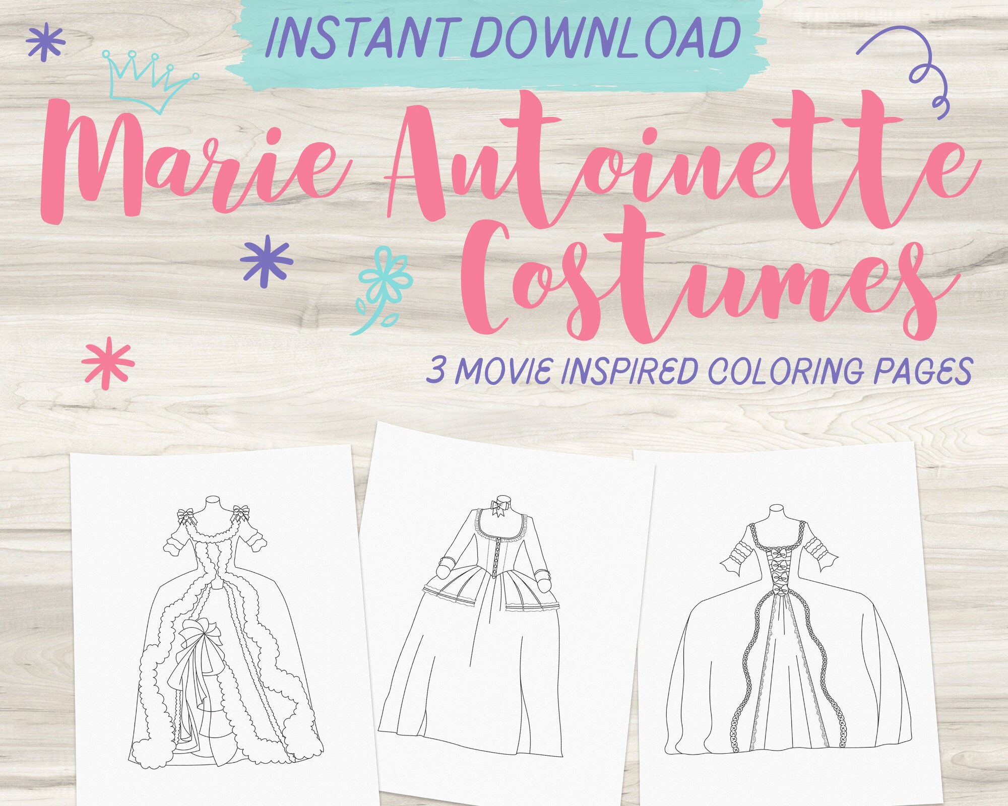 Marie Antoinette Costume Inspired Coloring Pages | Movie Coloring Page ...