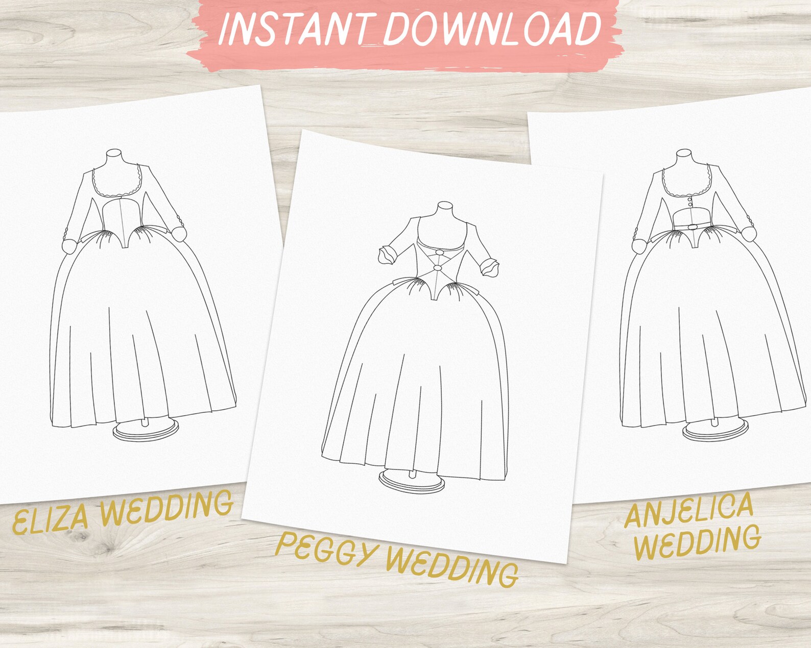 Hamilton Costume Inspired Coloring Pages | Broadway Coloring Page ...