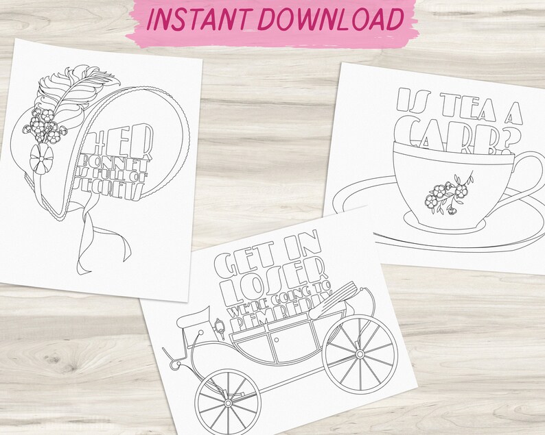 Regency and Mean Girls Inspired Coloring Pages | Book Coloring Page ...