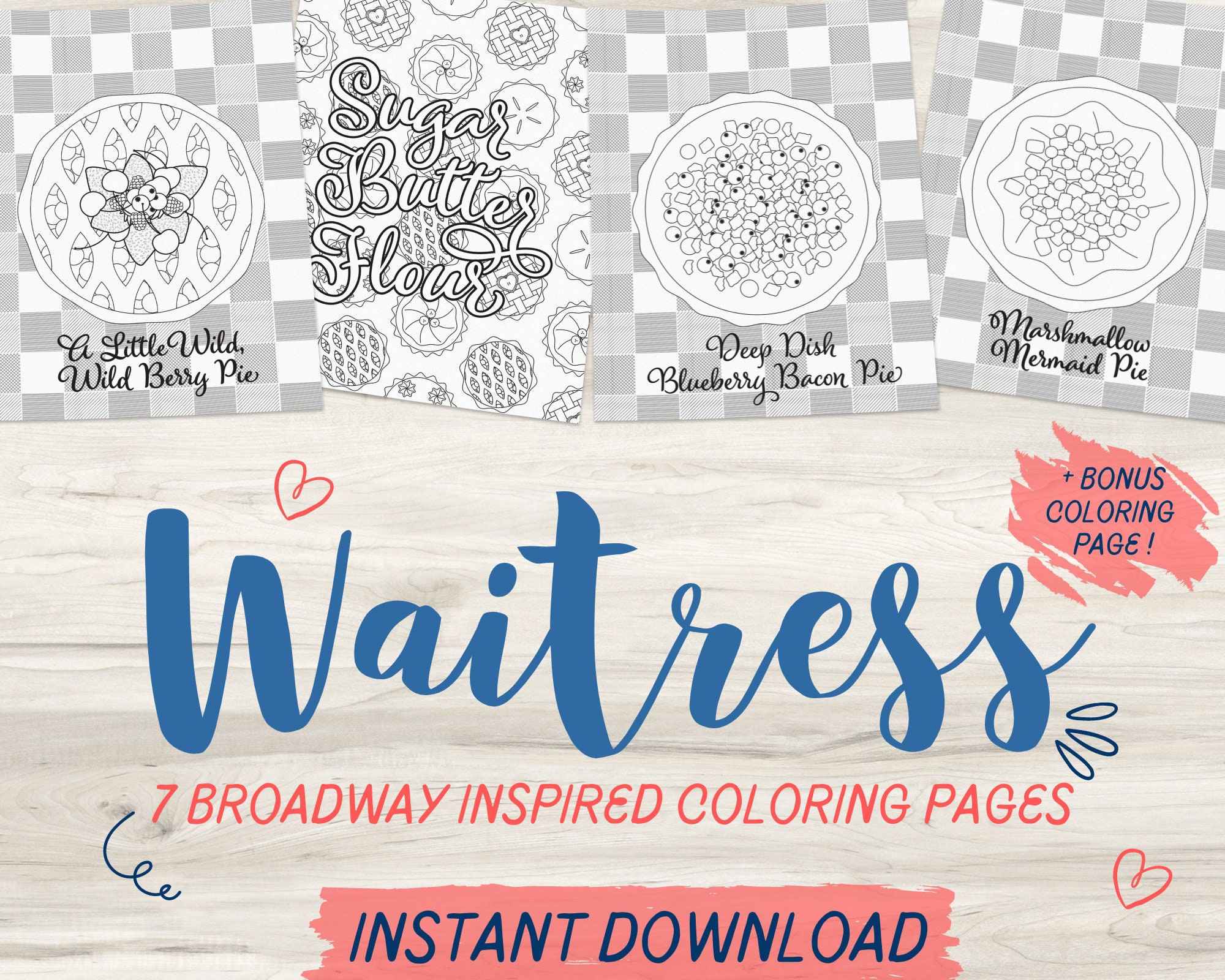 Waitress Inspired Coloring Pages | Broadway Coloring Page | Adult ...