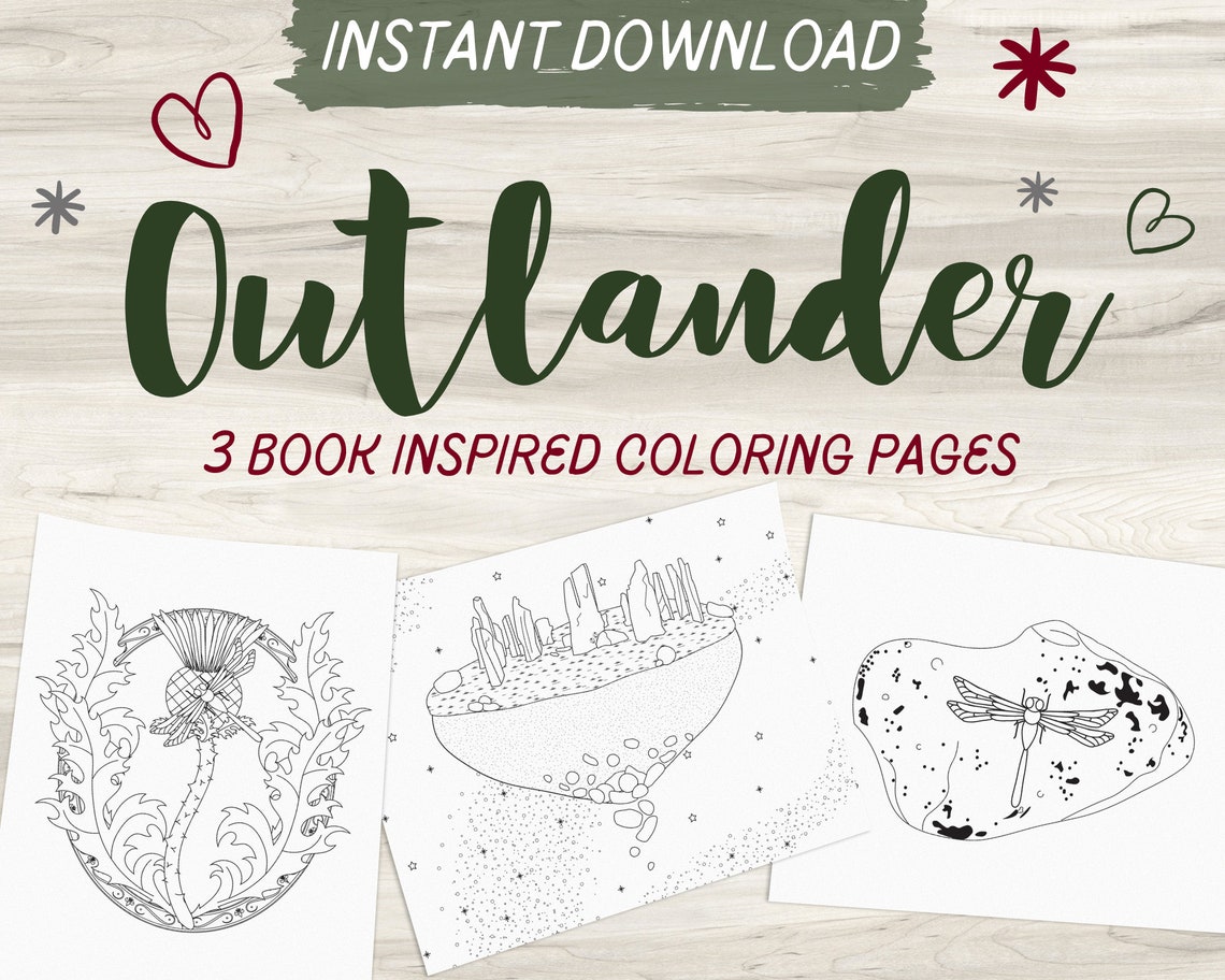 Outlander Inspired Coloring Pages | Book Coloring Page | Adult Coloring ...