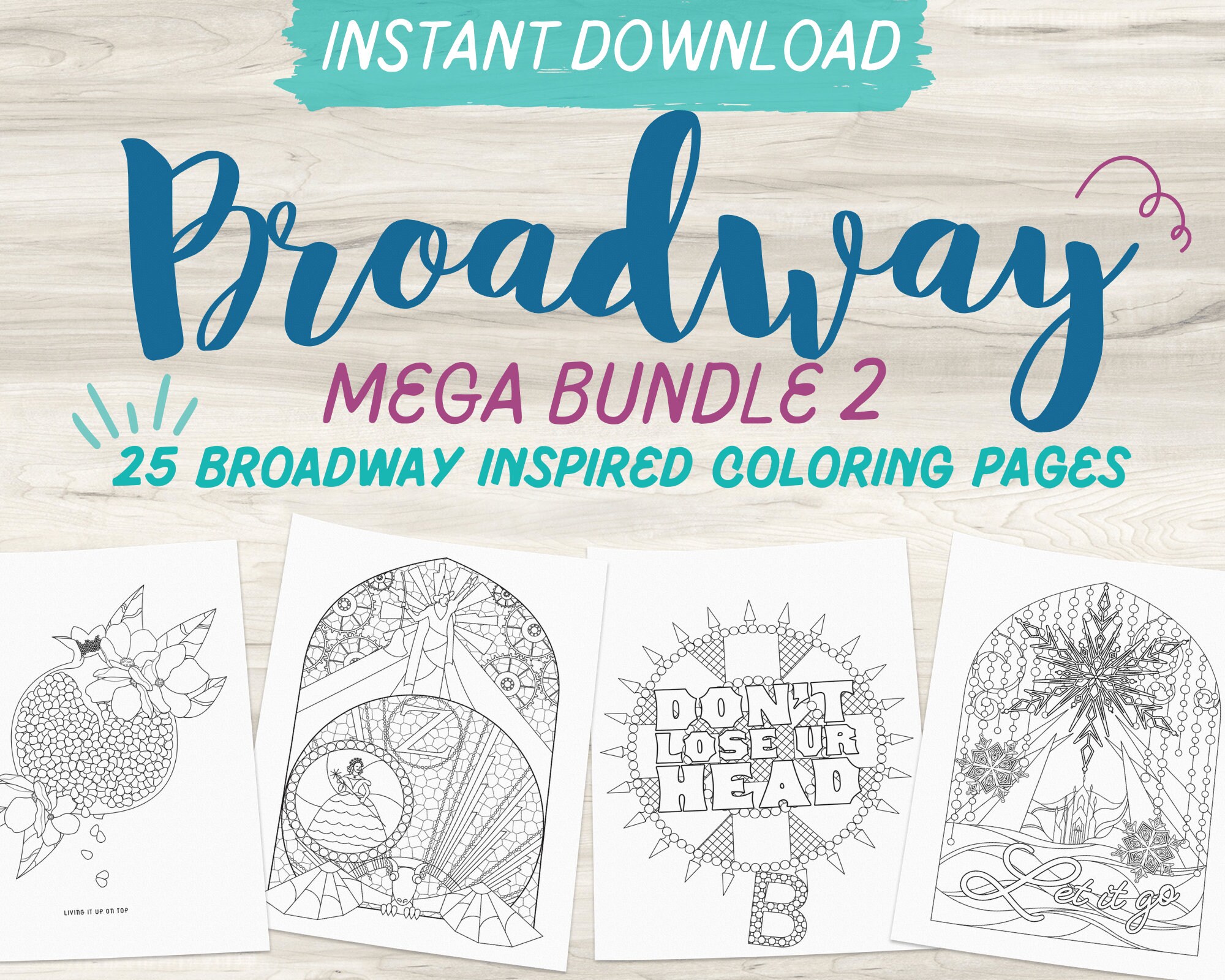 Broadway Inspired Coloring Page Mega Bundle | Adult Coloring Page ...