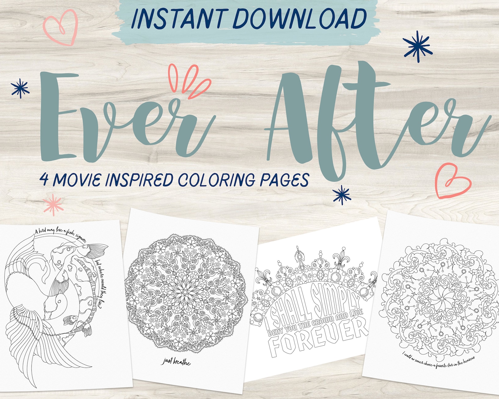 Ever After Inspired Coloring Pages | Movie Coloring Page | Adult ...
