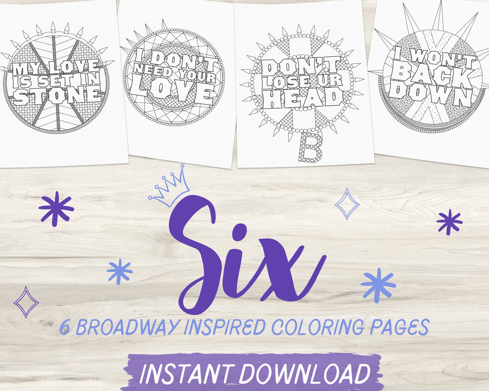 Six the Musical Inspired Coloring Pages | Broadway Coloring Page ...