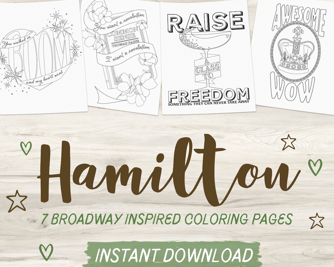 Hamilton Inspired Coloring Pages | Broadway Coloring Page | Adult ...