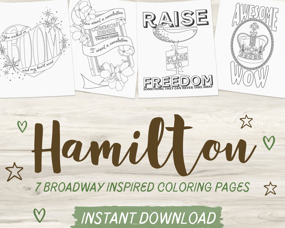 Hamilton Inspired Coloring Pages | Broadway Coloring Page | Adult ...