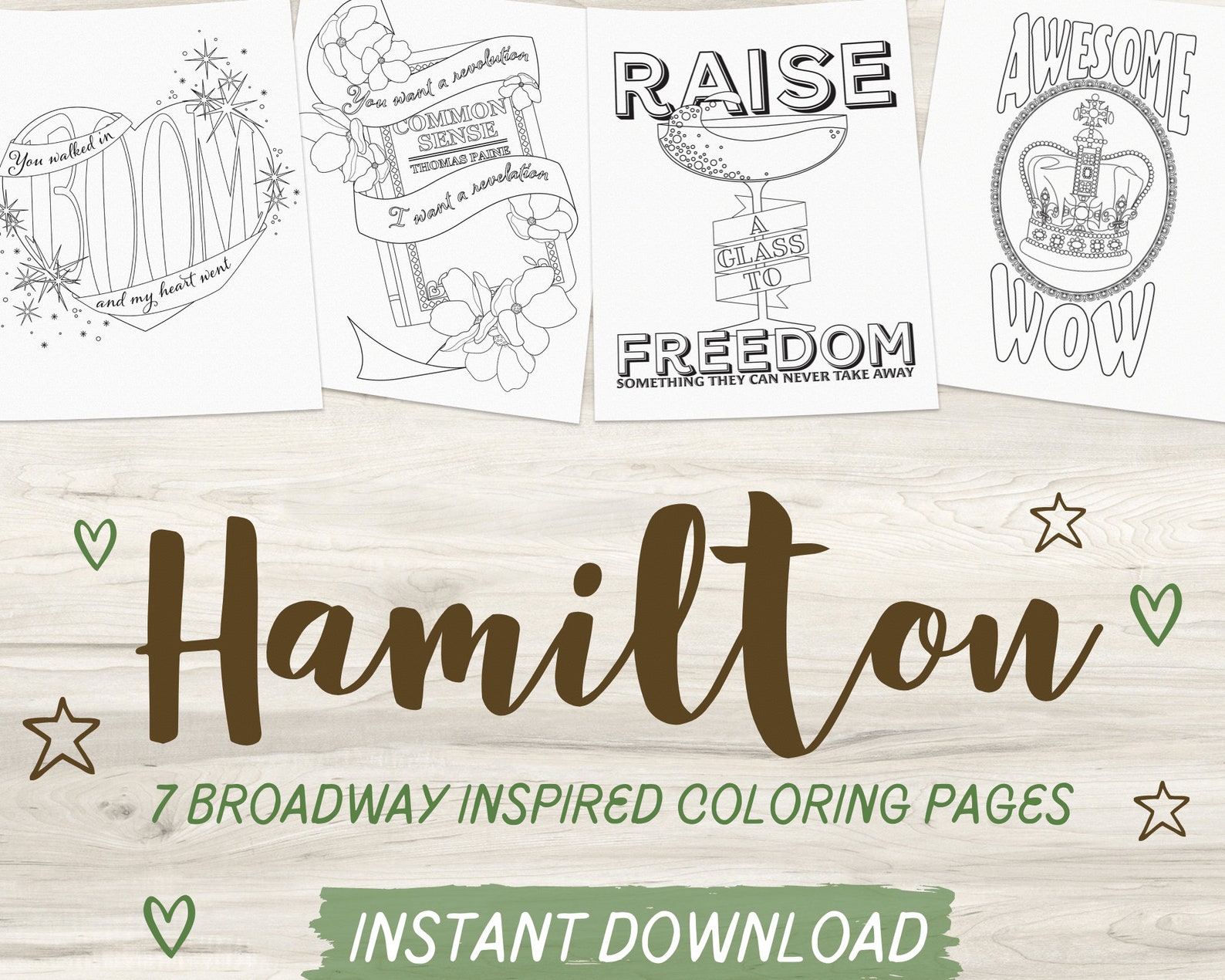 Hamilton Inspired Coloring Pages | Broadway Coloring Page | Adult ...