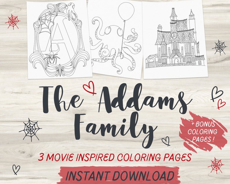 The Addams Family Inspired Coloring Page | Animated | Movie Coloring ...