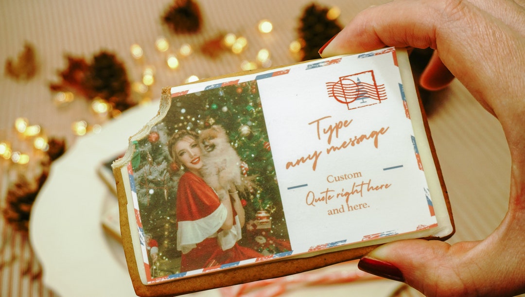 Christmas Photo Postcard Cookies: Personalized Shortbread Gift Box - Etsy