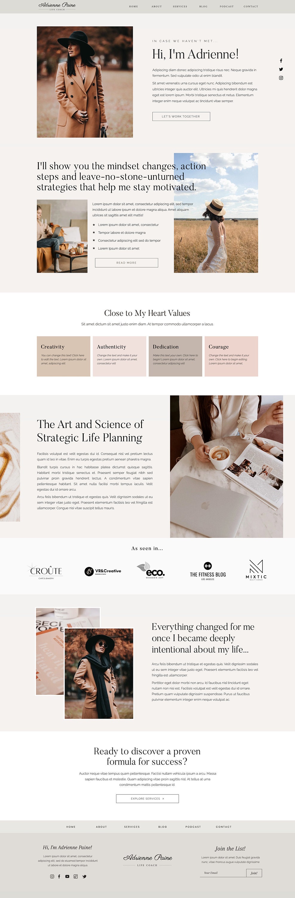 Wix Website Template Coach Blogger Podcast Minimalist and - Etsy