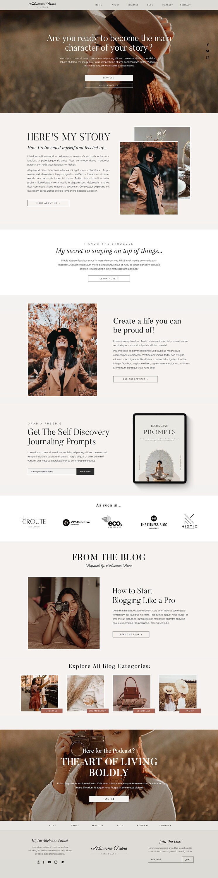 Wix Website Template Coach Blogger Podcast Minimalist and - Etsy