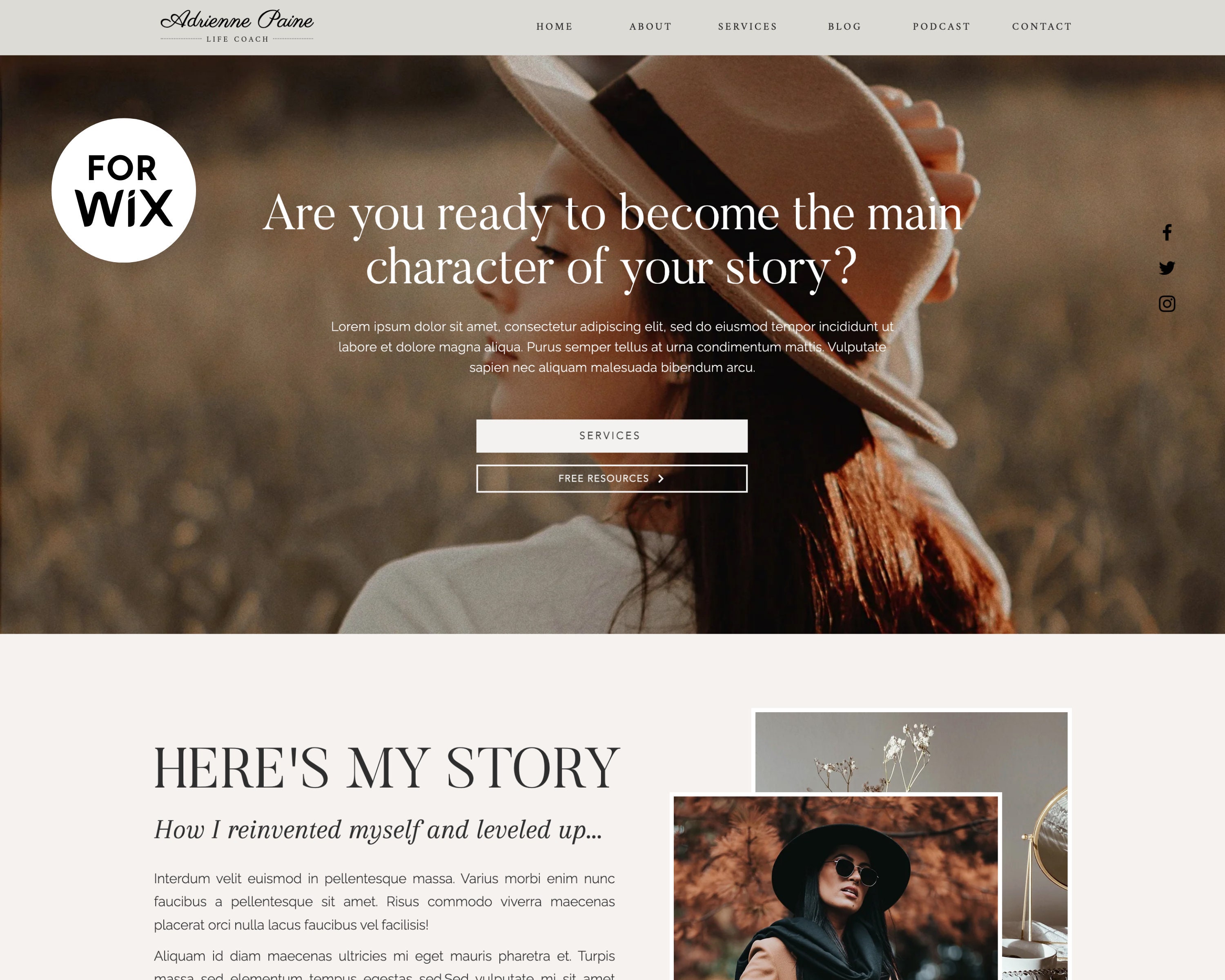 Wix Website Template Coach Blogger Podcast Minimalist and - Etsy