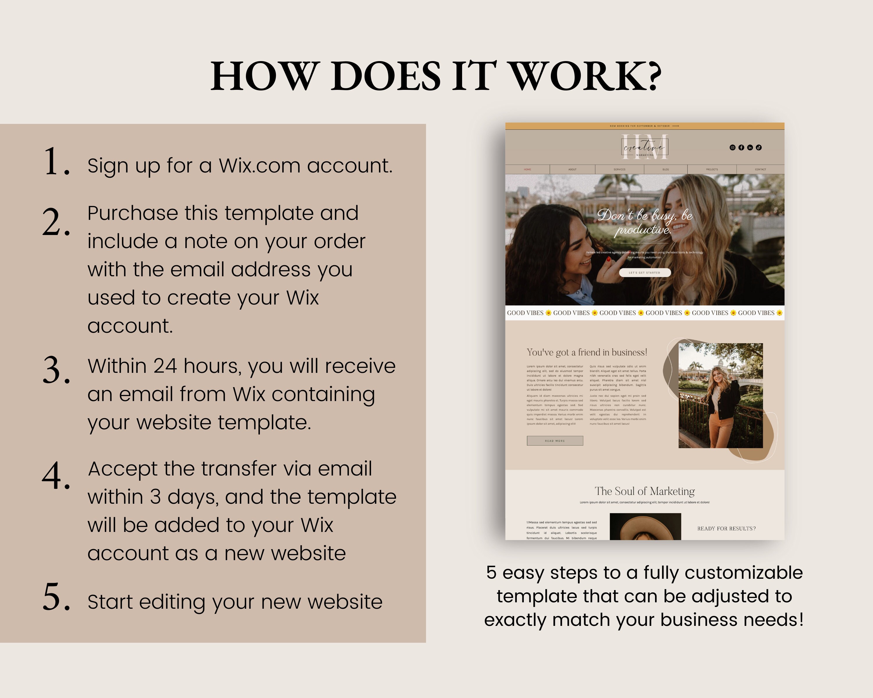 Wix Website Template Business Coaching Creative Modern Wix - Etsy