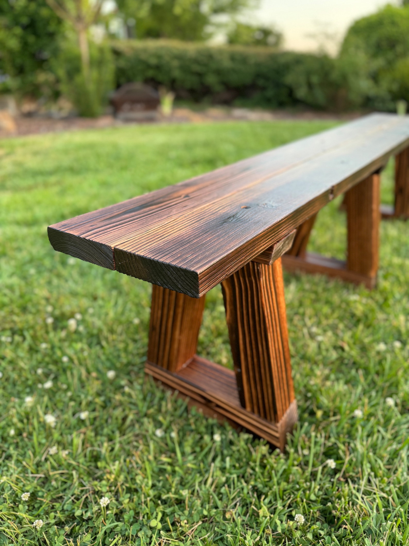 Burnt Finish Redwood Benches for Outdoor Dining Table - Etsy