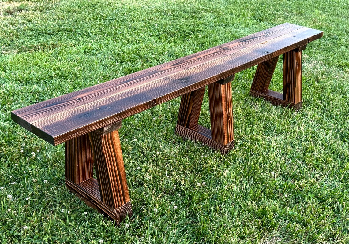 Burnt Finish Redwood Benches for Outdoor Dining Table - Etsy
