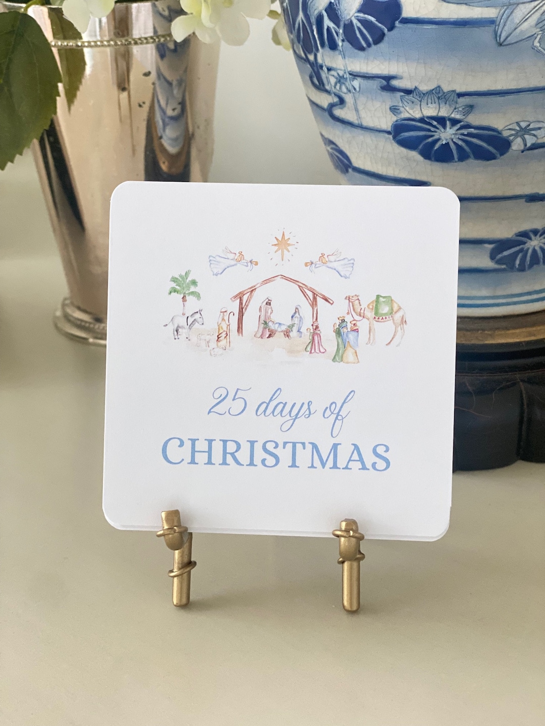 25 Days of Christmas Countdown / Advent With Gold Bamboo Easel - Etsy