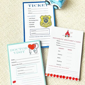 Kids Pretend Notepad Set / Fake Tickets, Fake Report Cards, Fake Doctor ...