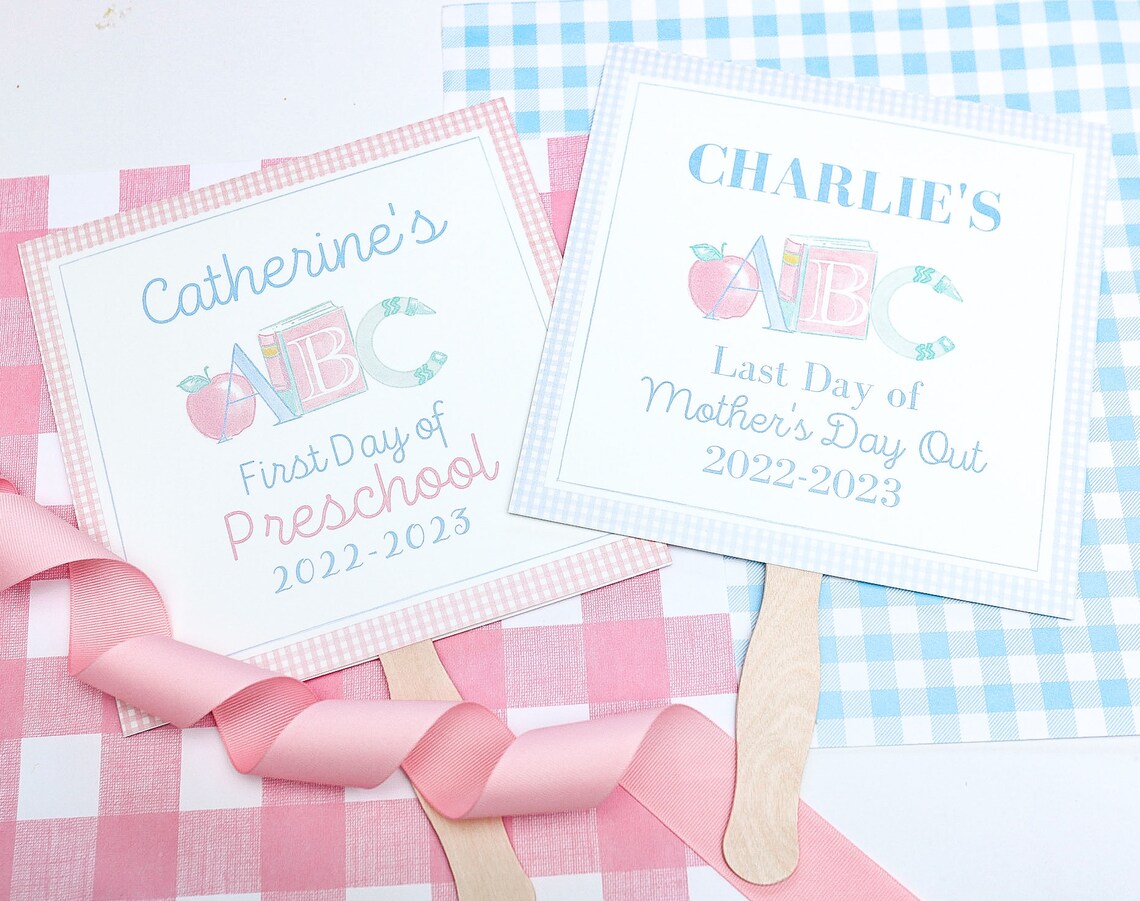 Blue First Day of School Handheld Sign / Personalized / Back - Etsy