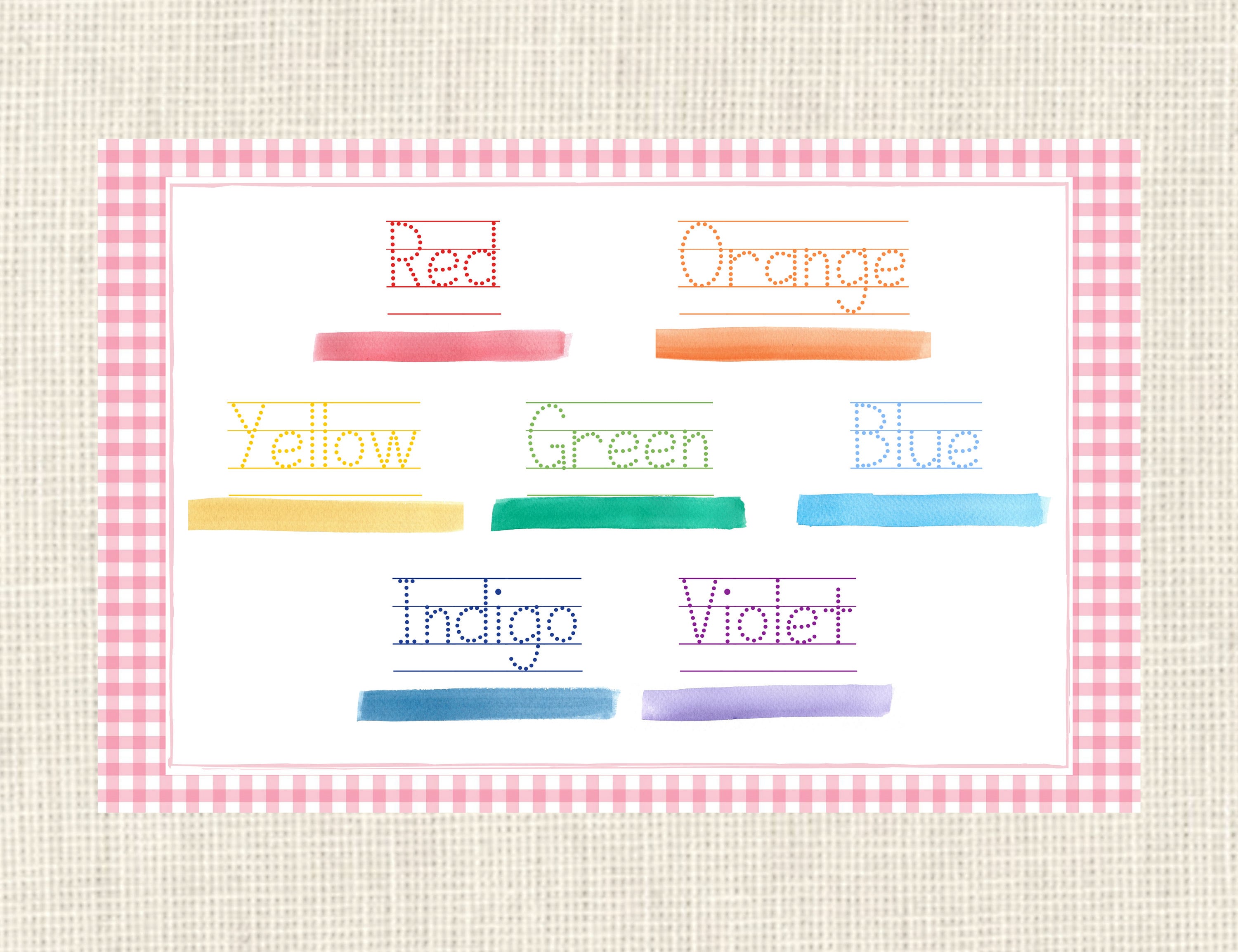 Colors and Shapes Tracing Placemat / Tracing Mat for Kids / Gingham - Etsy