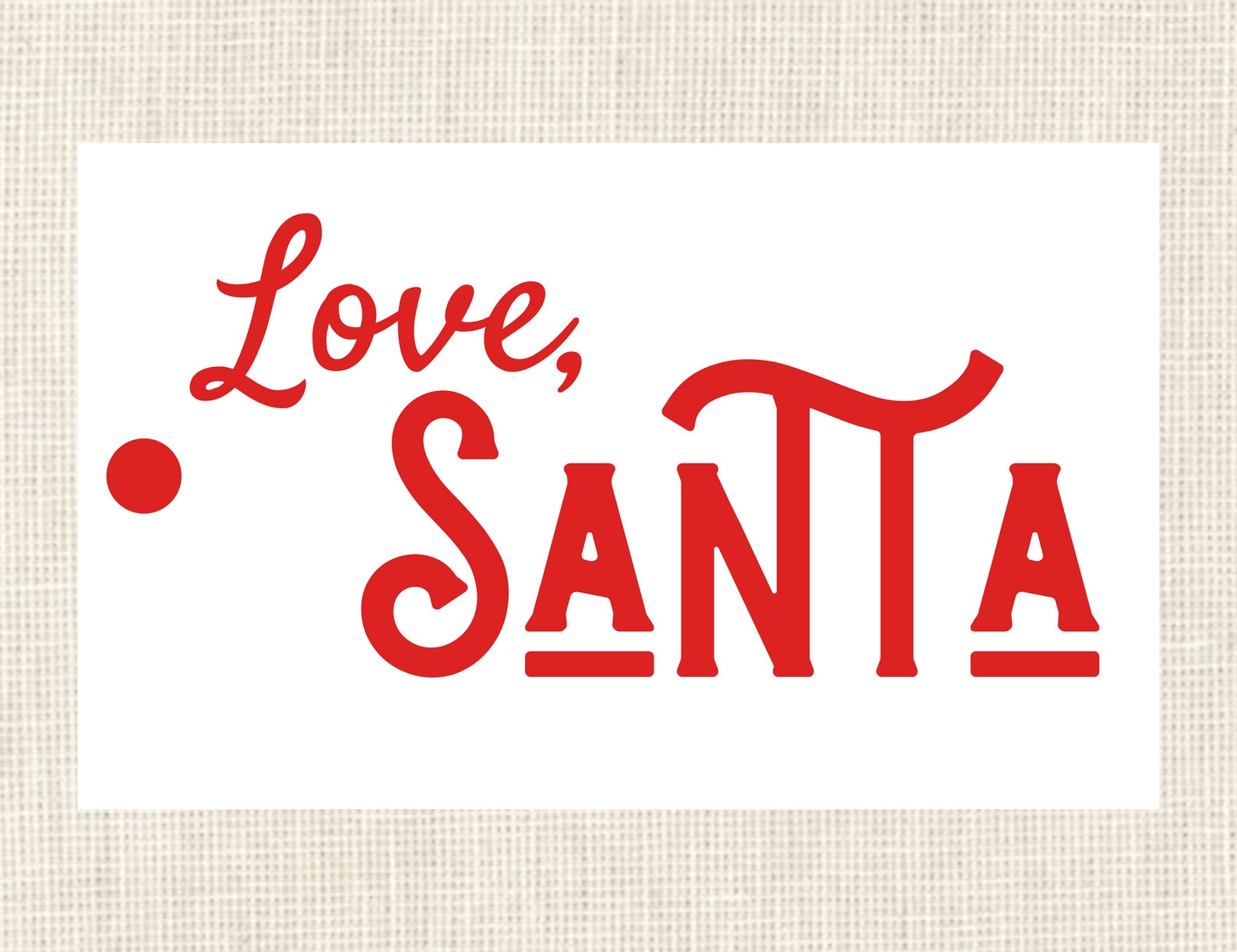 Love Santa Gift Tag / From Santa / LARGE Gift Tag - Etsy