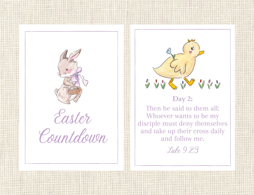 Easter Scripture Countdown Cards - Available With Gold Bamboo Easel - Etsy