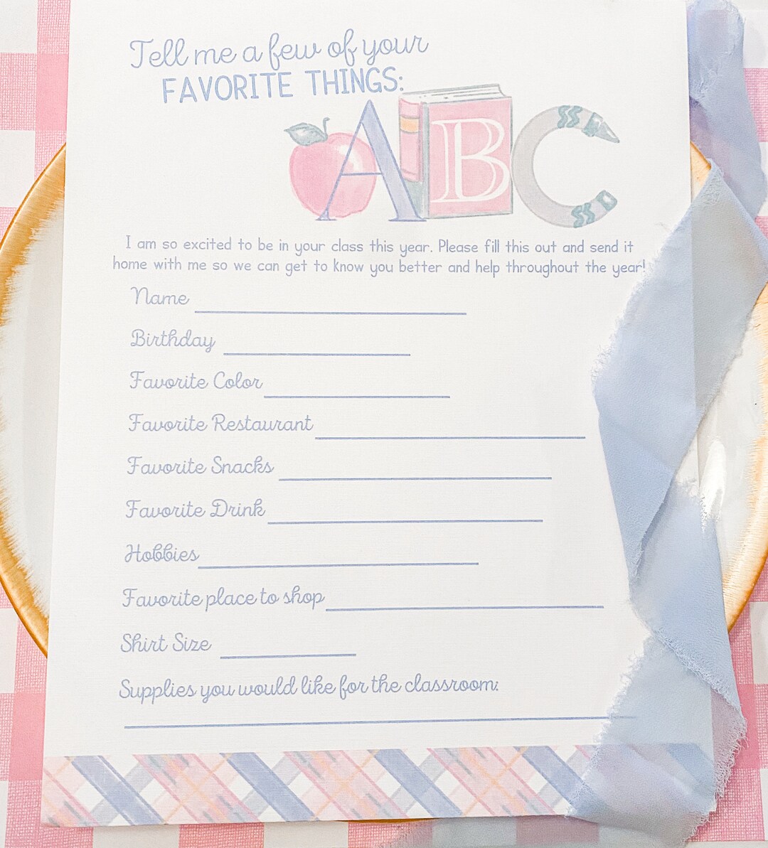 Teacher Questionnaire / Back to School / Teacher Appreciation / All ...
