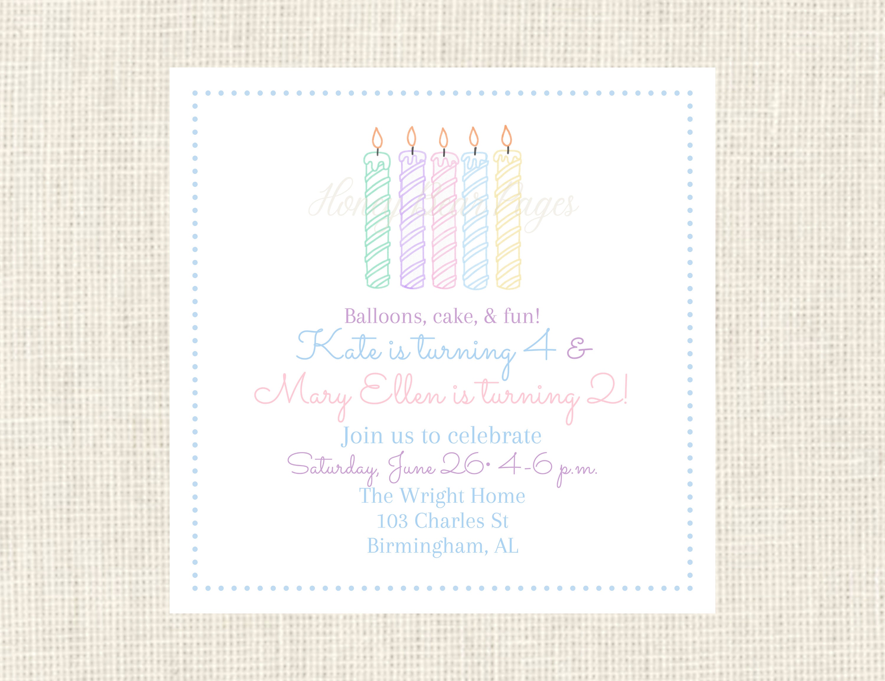 Classic Birthday Candle Invites / Birthday Invitations / - Etsy UK