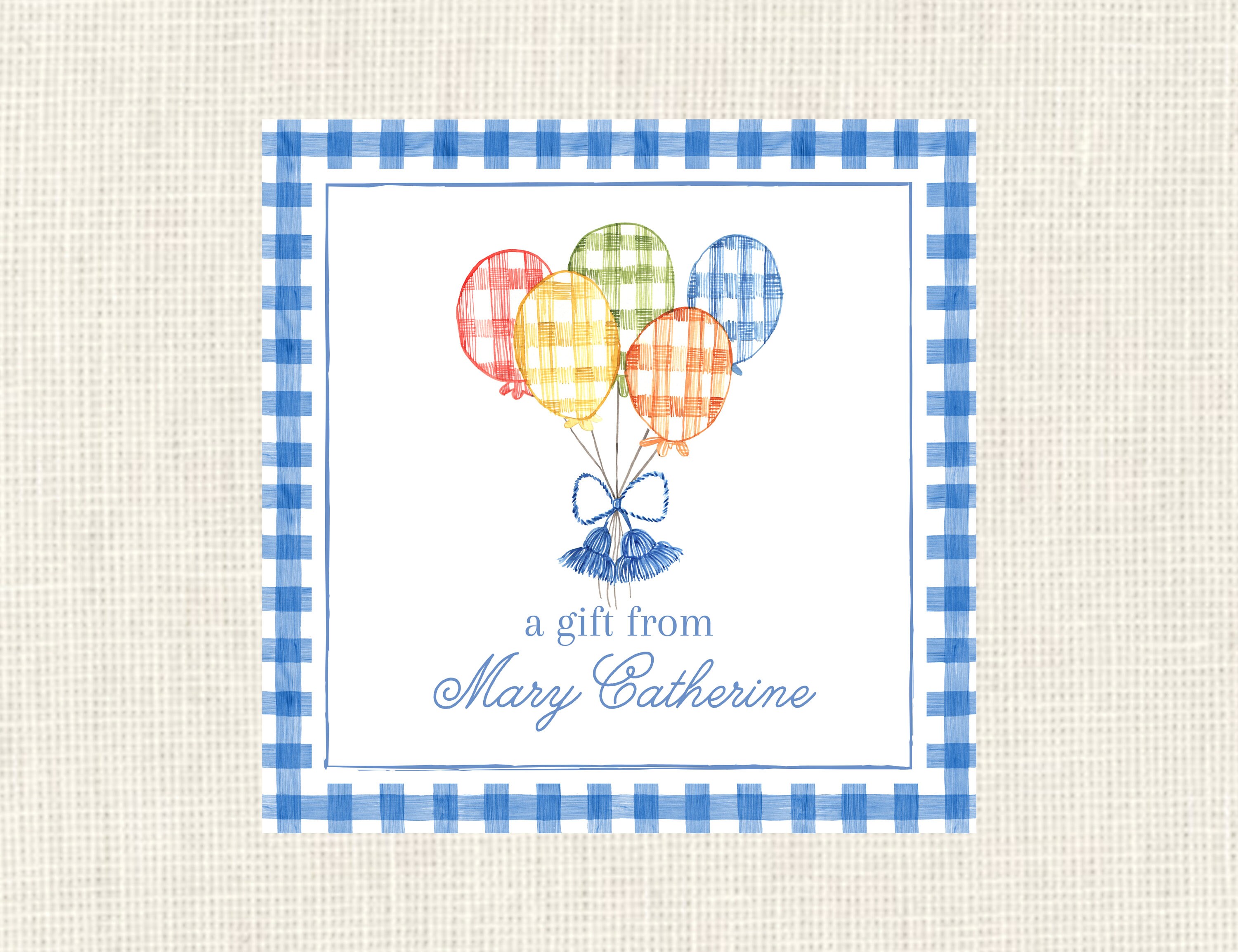 Birthday Calling Cards/ Enclosure Gift Tags Favor Tags / Gingham ...