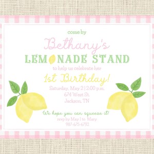Lemonade Stand Party Invitations / Girls / Invites / Watercolor / Two ...