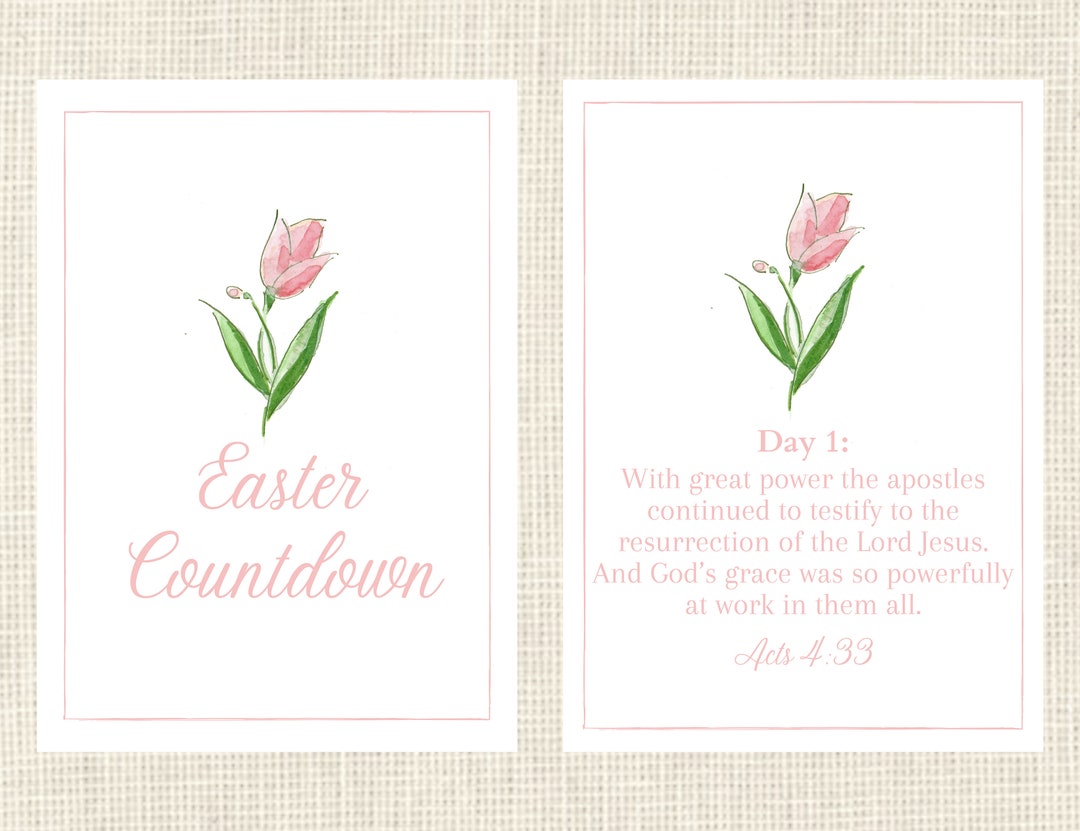 Easter Scripture Countdown Cards - Available With Gold Bamboo Easel - Etsy