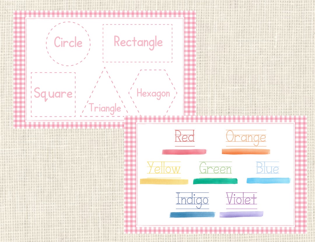 Colors and Shapes Tracing Placemat / Tracing Mat for Kids / Gingham - Etsy