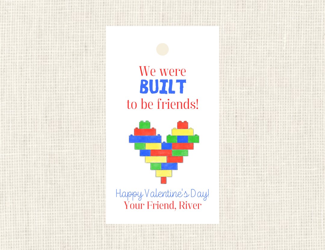 Valentine Tags Building Blocks/ Class Treat Tags - Etsy