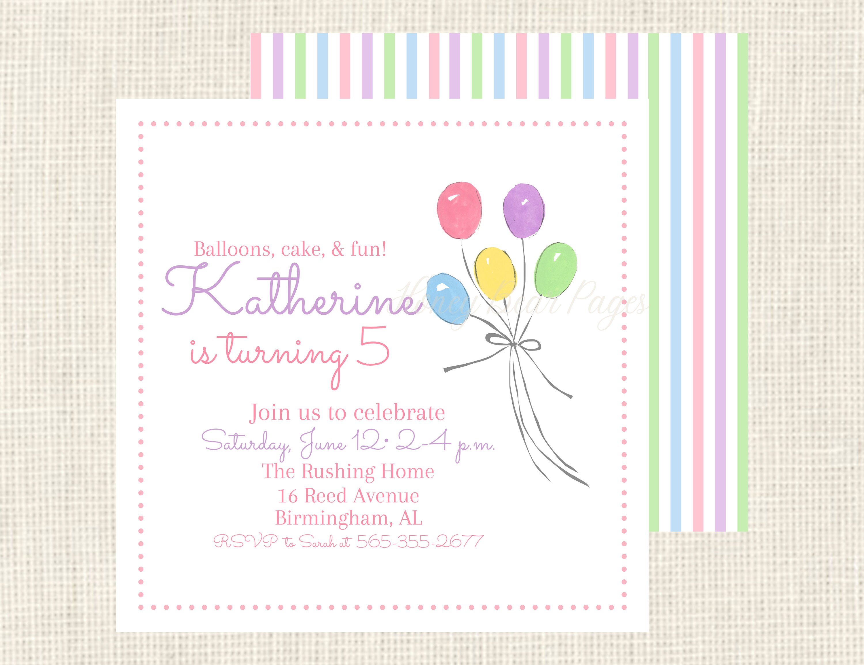 Classic Balloon Birthday Invitations / Watercolor | Etsy