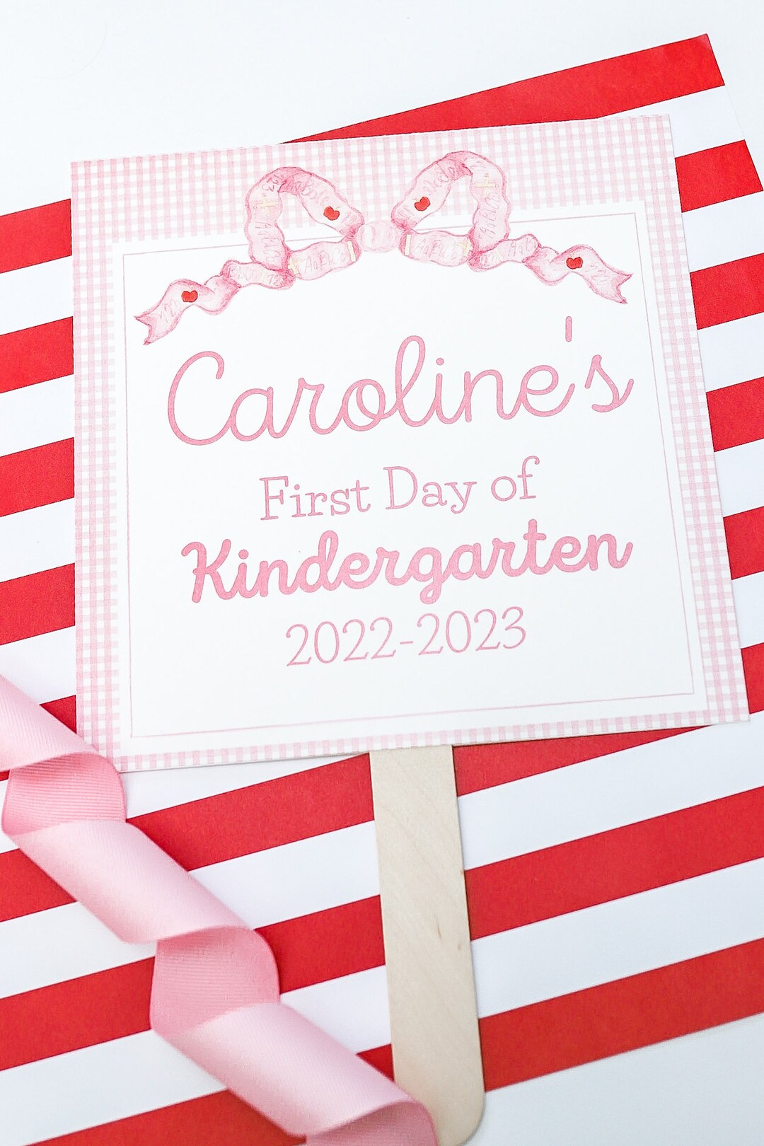 Pink First Day of School Handheld Sign / Personalized / Back to School ...