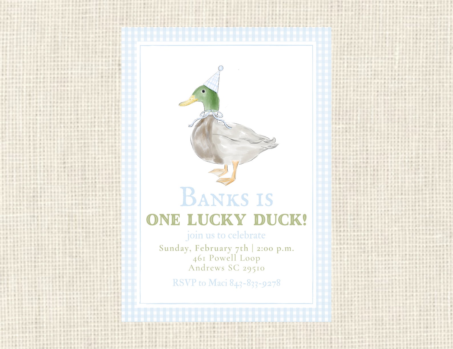 Watercolor Duck Birthday Invitation - Etsy