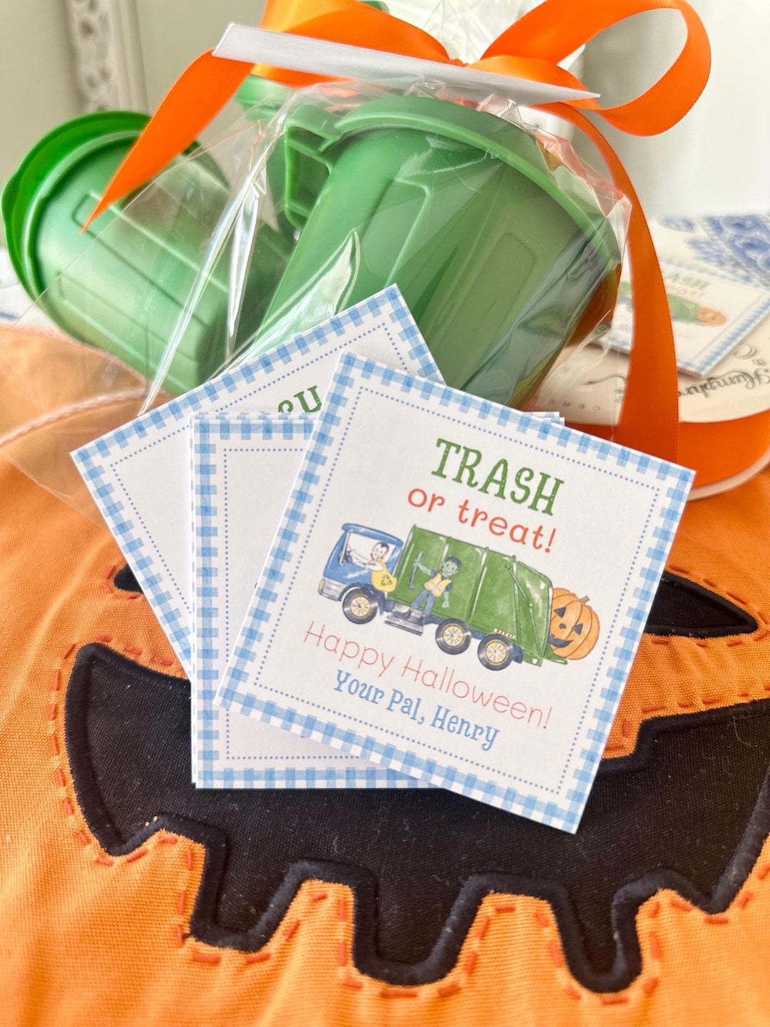 Watercolor Garbage Truck Halloween Tags Only / Kids Tags for Halloween ...