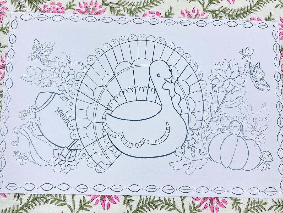 Coloring Holiday Placemats Thanksgiving - Etsy