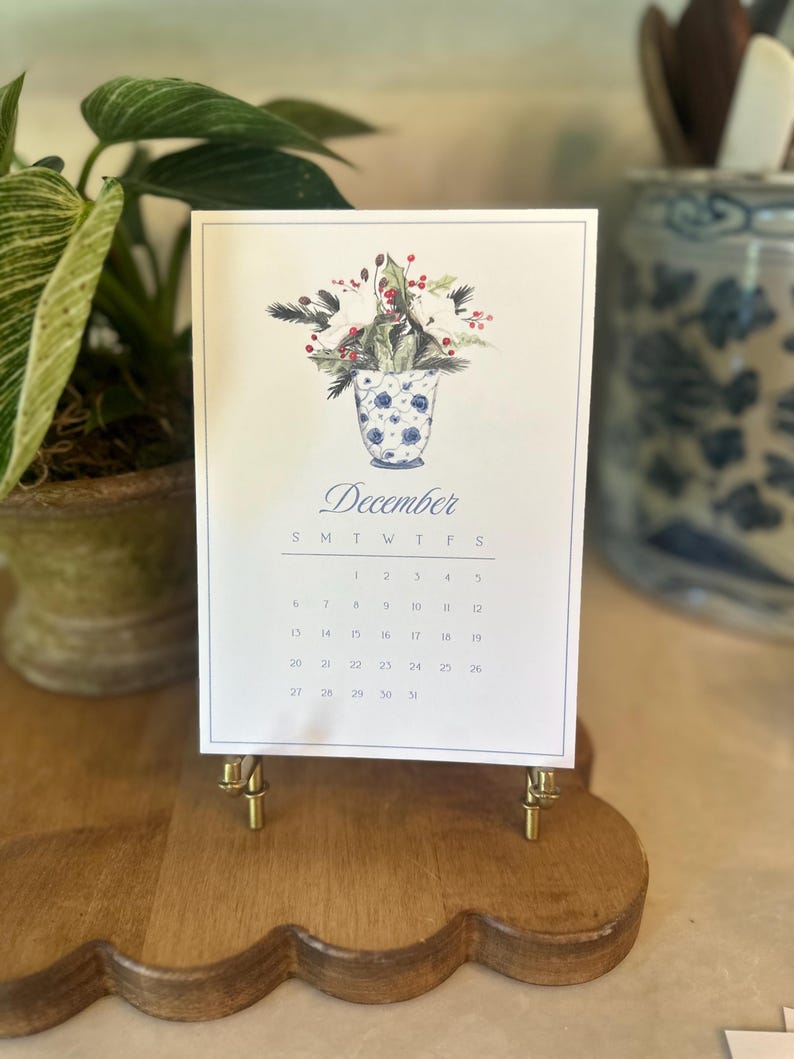 Chinoiserie Desktop Calendar / 2026 / Watercolor Calendar / Available ...
