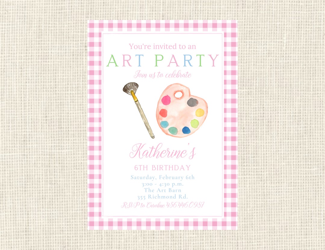 Art/ Paint Birthday Party Invitation Watercolor - Etsy