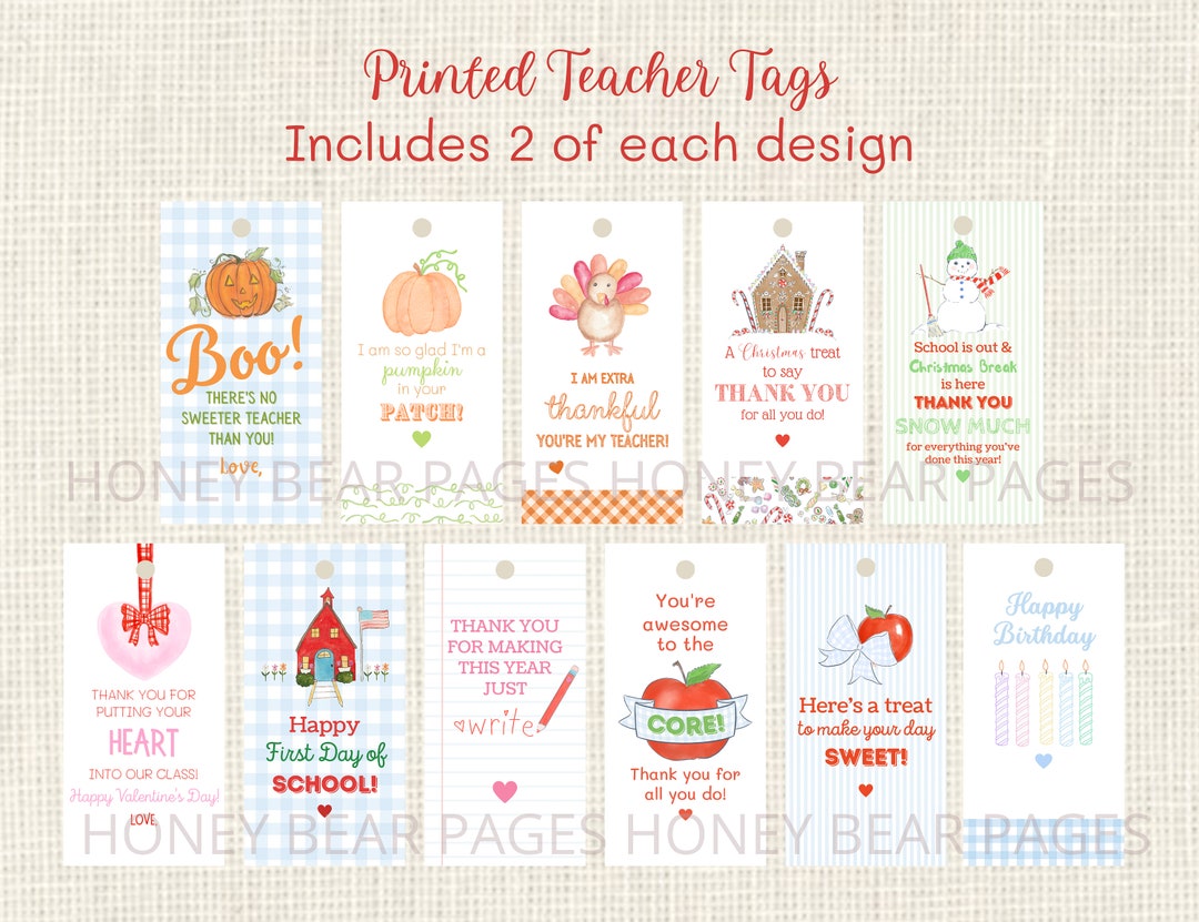 Teacher Gift Tags / Christmas, Halloween, Thanksgiving, Teacher ...