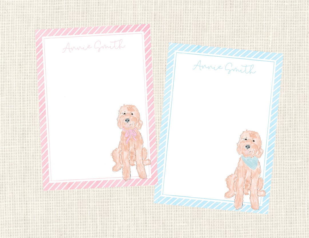 Personalized Doodle Notepad | Watercolor | Pink Dog Notepad | Doodle ...