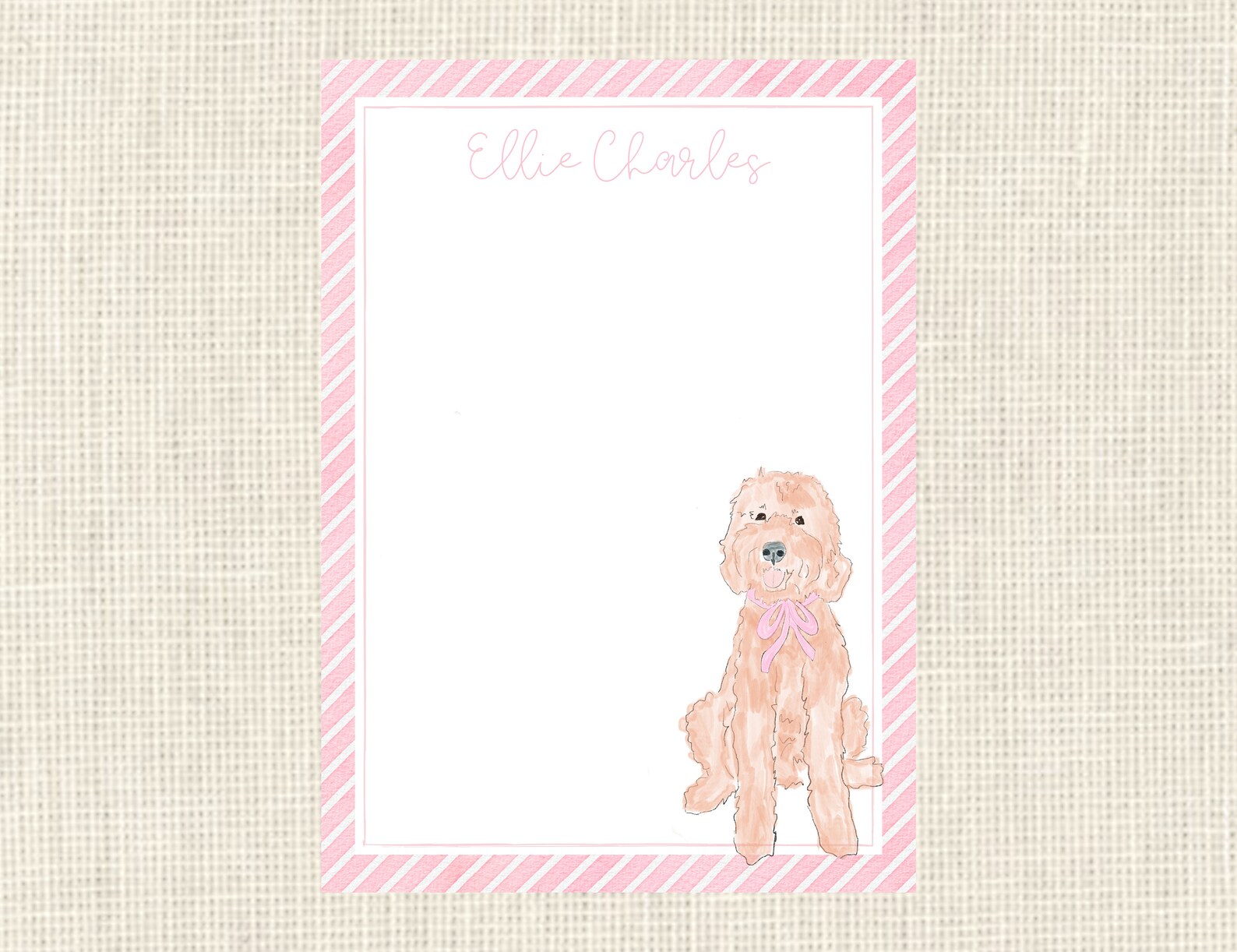 Personalized Doodle Notepad Watercolor Pink Dog Notepad - Etsy