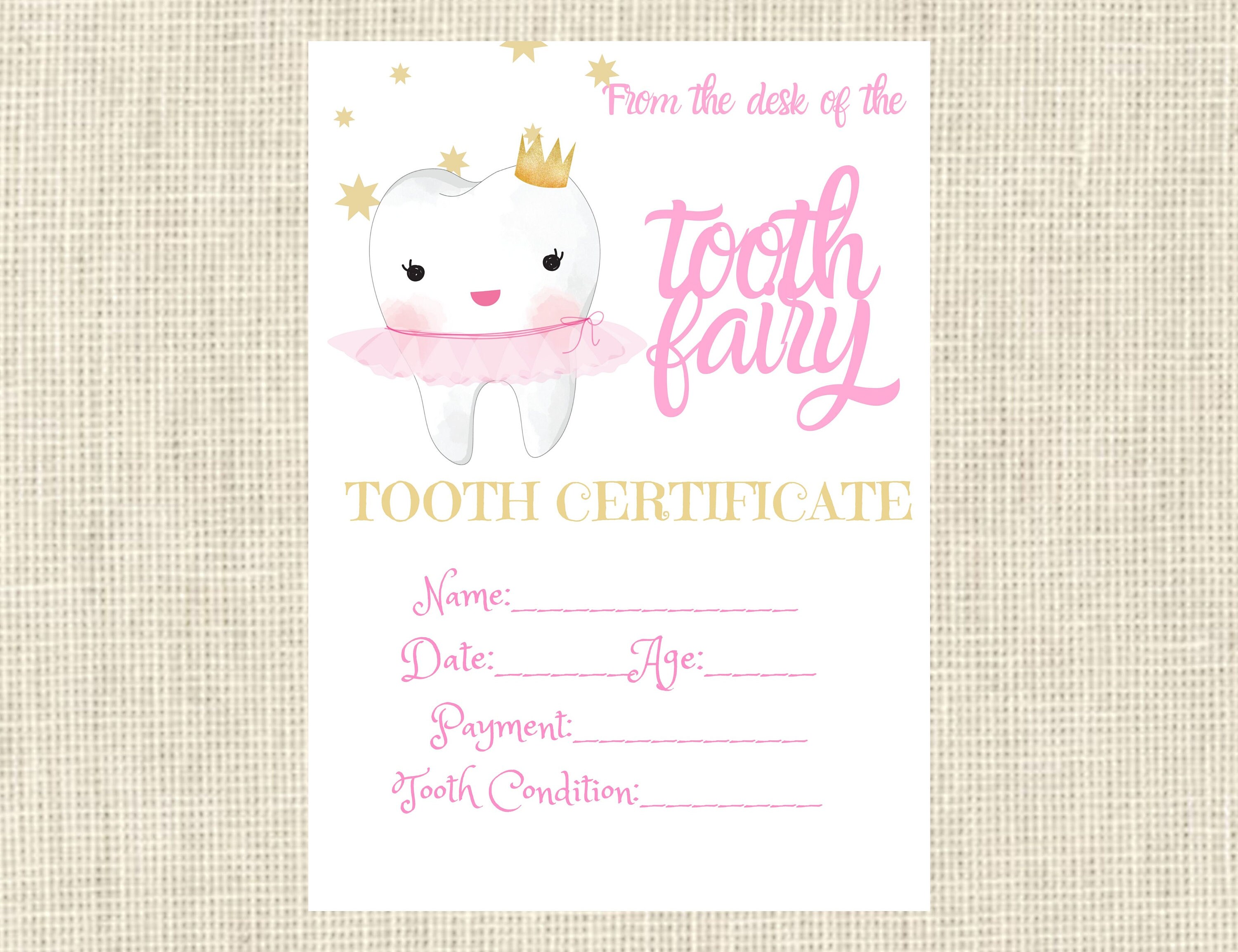Tooth Fairy Receipt / Tooth Certificate / First Tooth Loss / | Etsy