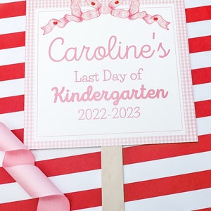 Pink First Day of School Handheld Sign / Personalized / Back to School ...