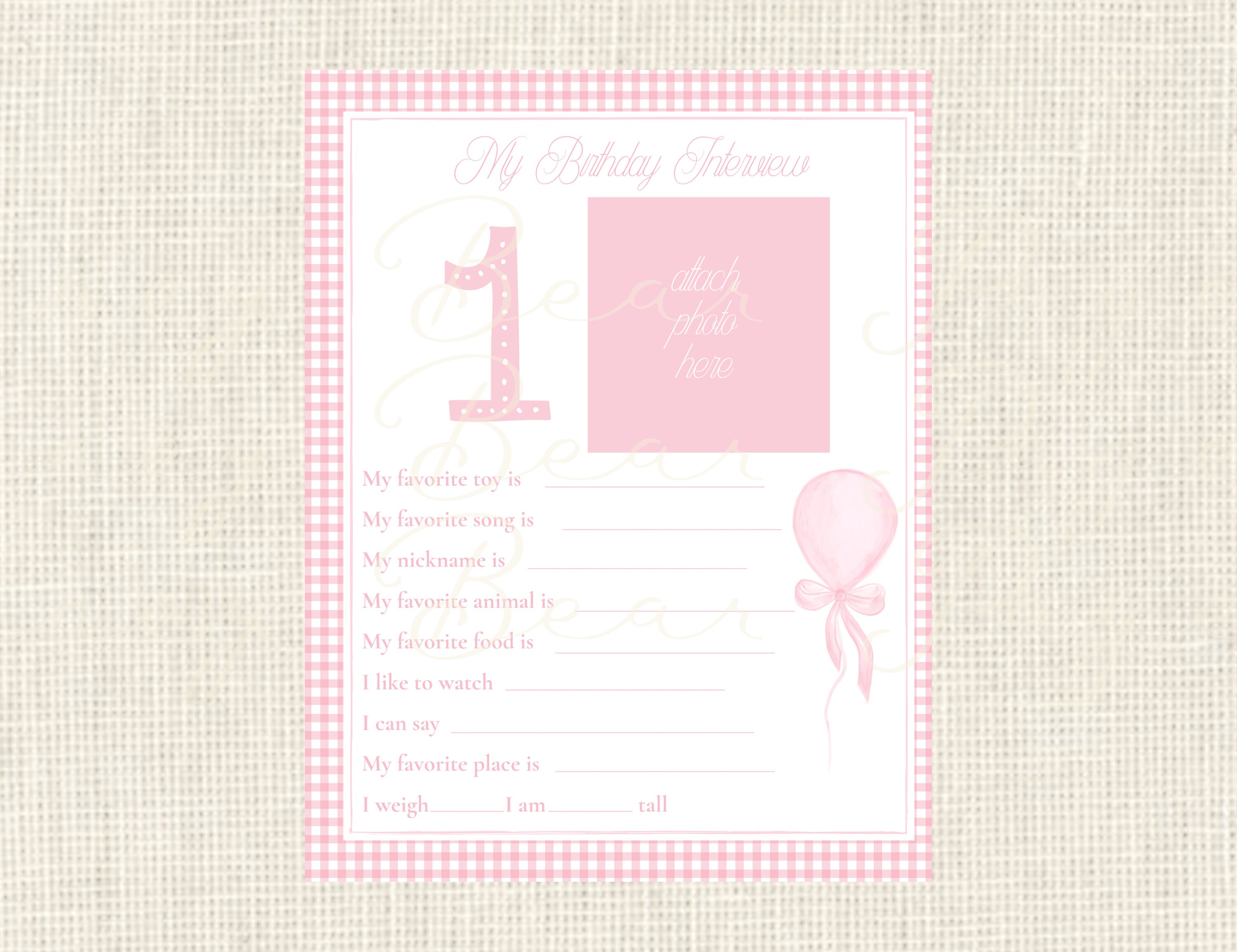 Birthday Memory Book / Birthday Interview / Memories / First - Etsy