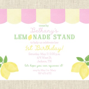 Lemonade Stand Party Invitations / Girls / Invites / Watercolor / Two ...