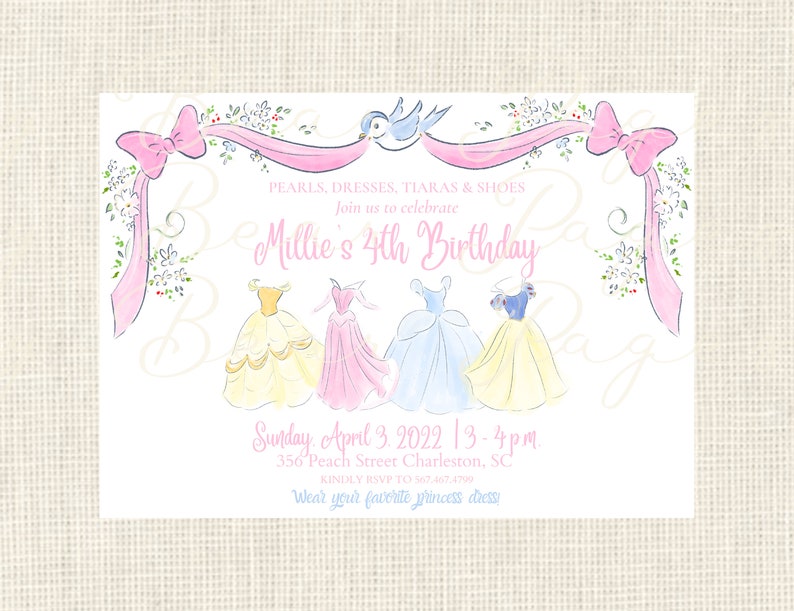 Watercolor Princess Birthday Invitation - Etsy