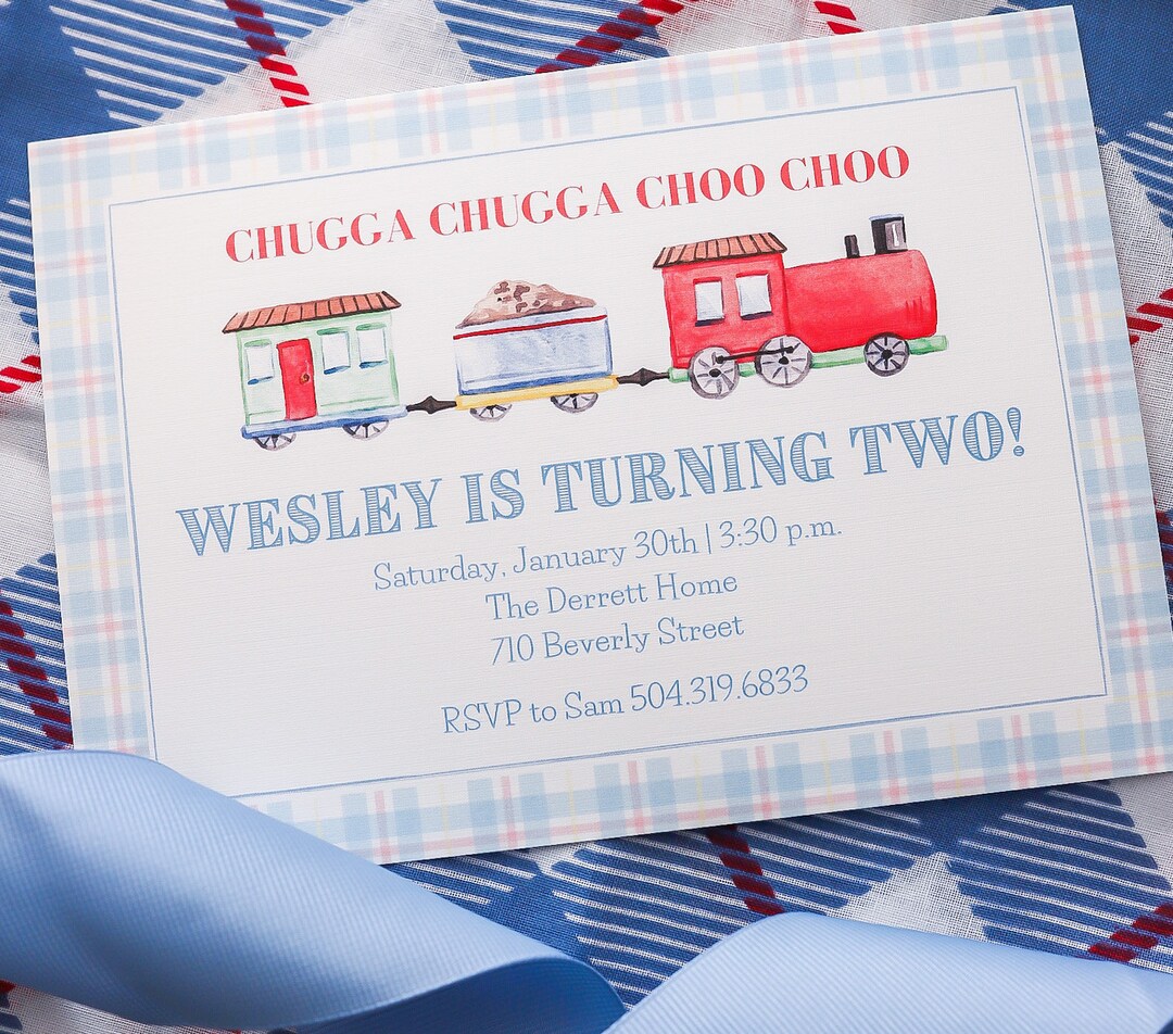 Watercolor Train Birthday Invitation - Etsy