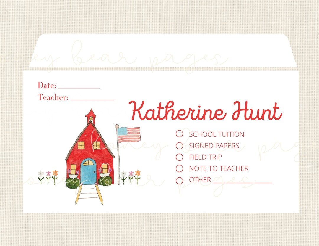 Personalized Envelopes School - Set of 25 - Vintage School House ...